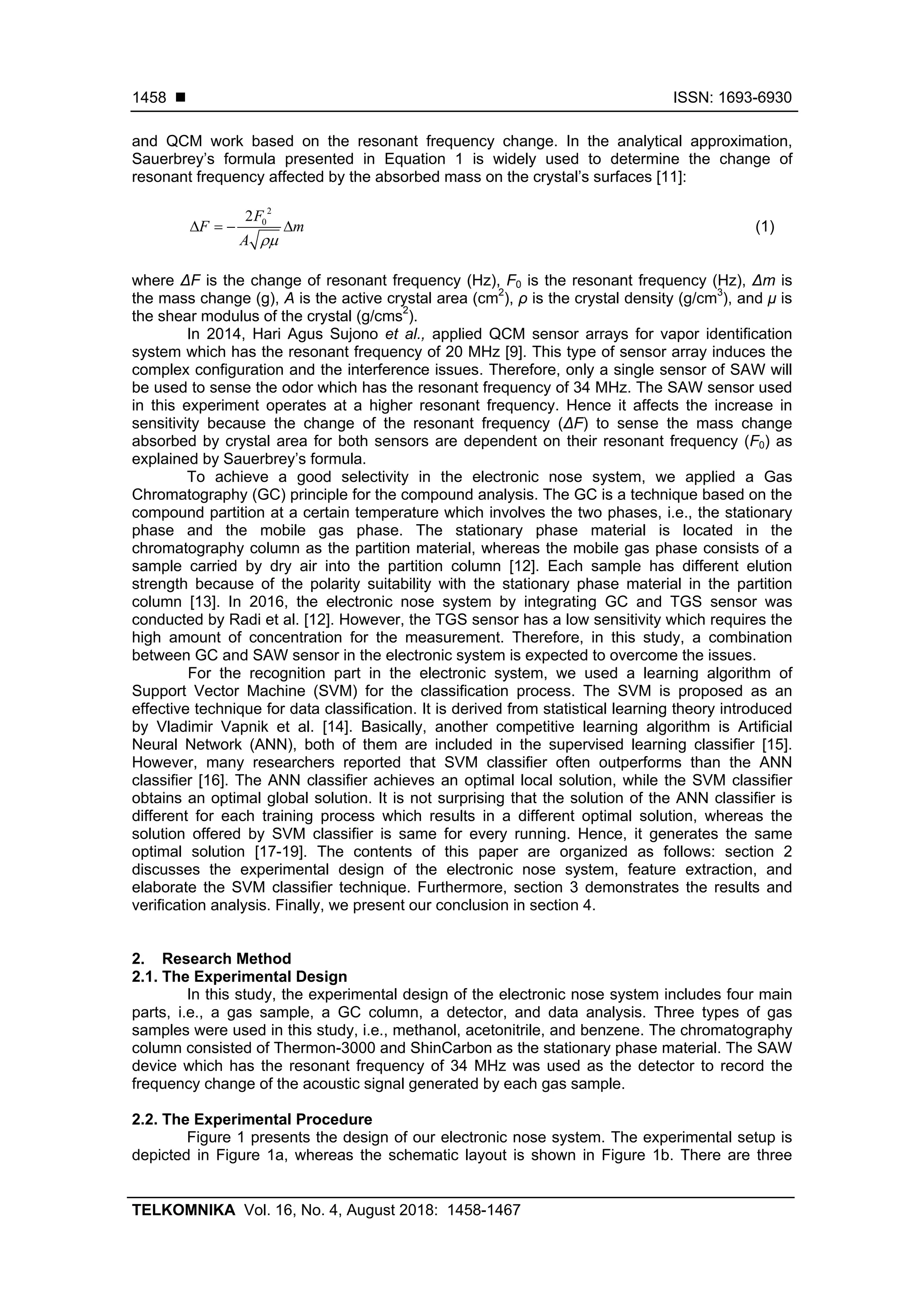 Design of Electronic Nose System Using Gas Chromatography Principle and Surface Acoustic Wave ...