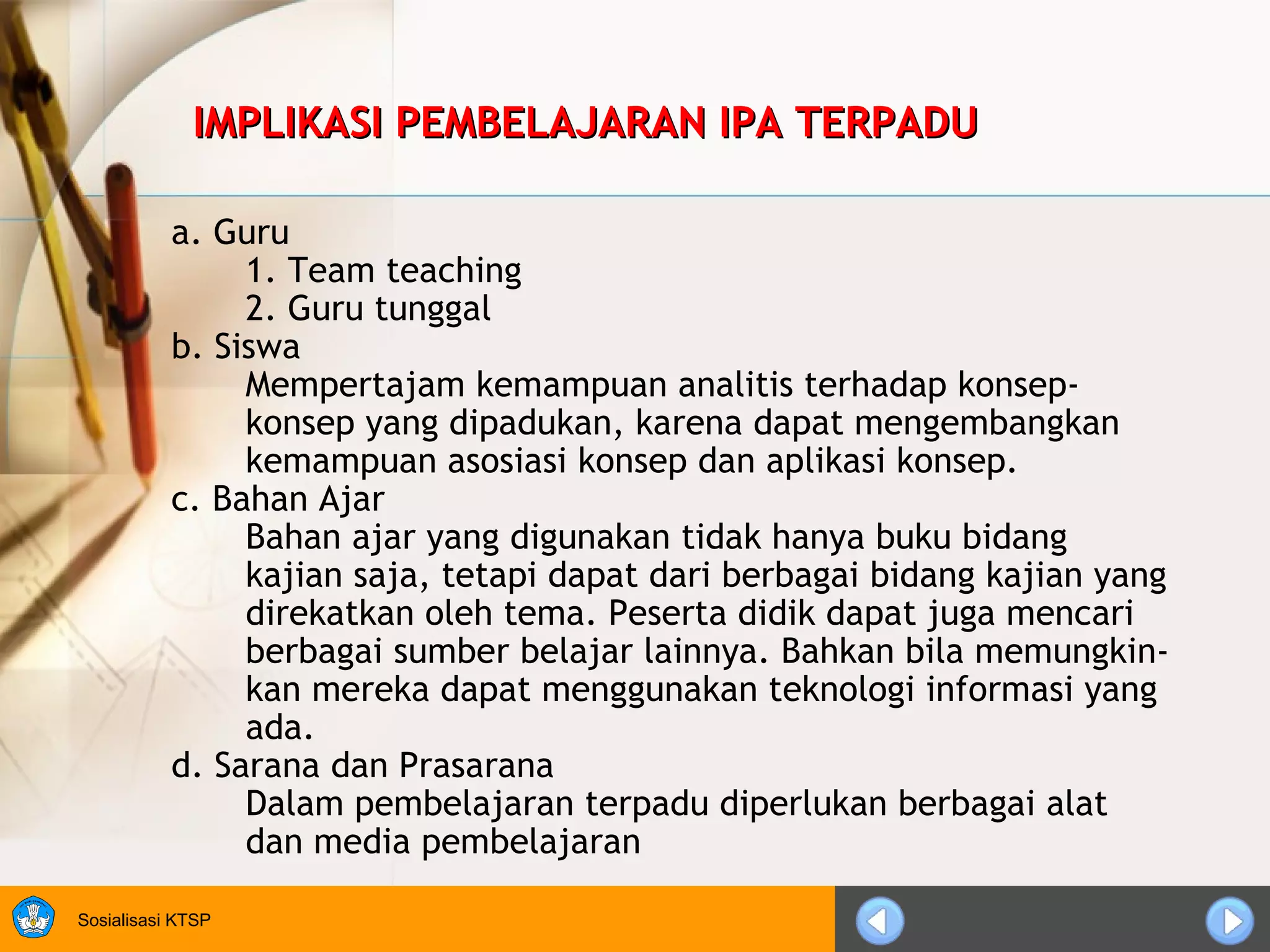 Pembelajaran IPA Terpadu SMP | PPT