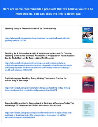 Teaching Today A Practical Guide Fourth Edition 4th Geoff Petty | PDF