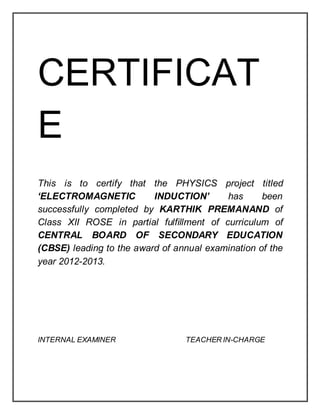 Physics Investigatory Project Class XII | DOCX