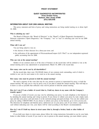 quest diagnostics 2008Proxy | PDF