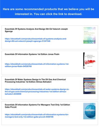 Essentials Of Systems Analysis And Design 5th Edition 5th Joseph ...