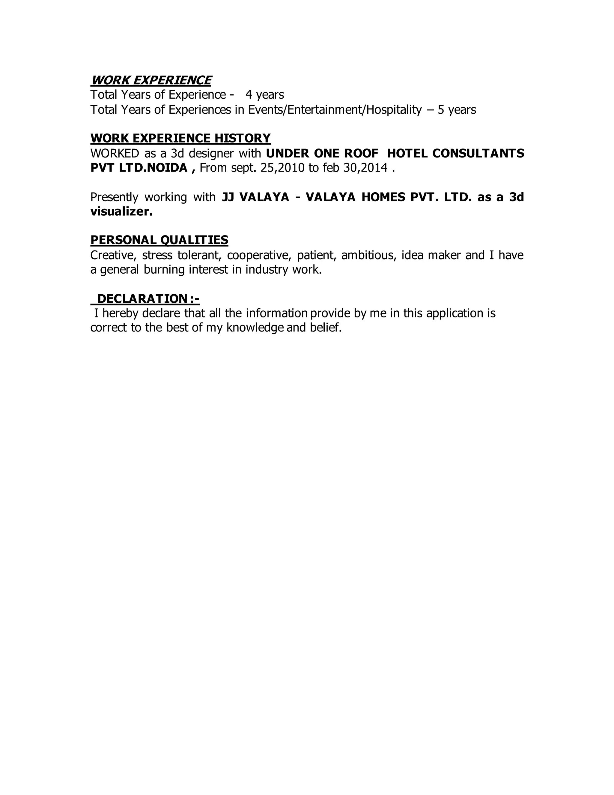 GOURAV 3D VISUALISER RESUME | DOCX