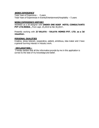 GOURAV 3D VISUALISER RESUME | DOCX | 3-D Graphics | Computer Software ...