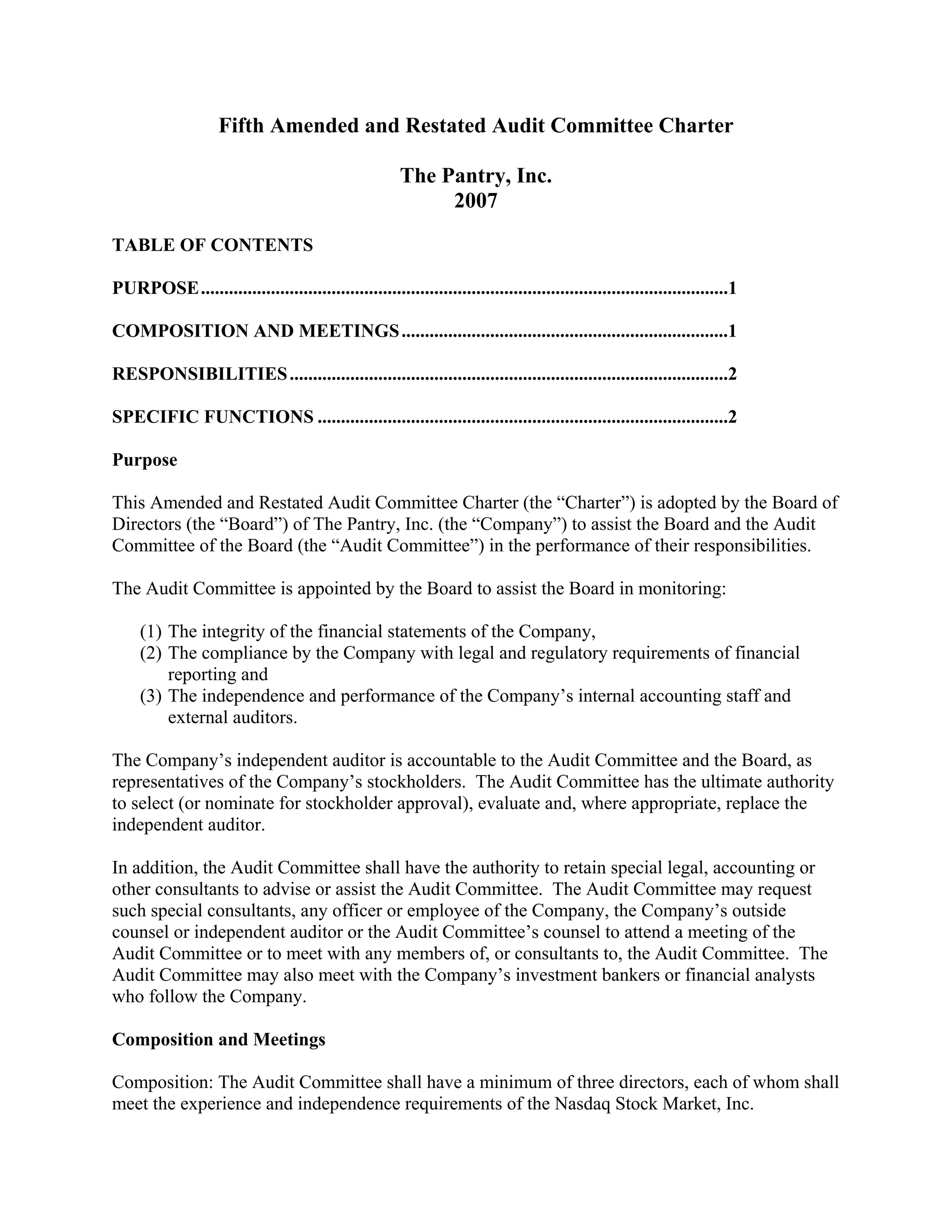 pantry AuditCharter0807 | PDF