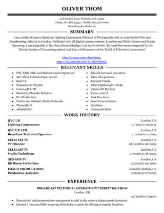 Oliver Thom Resume | PDF