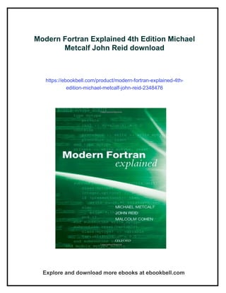 Modern Fortran Explained 4th Edition Michael Metcalf John Reid | PDF