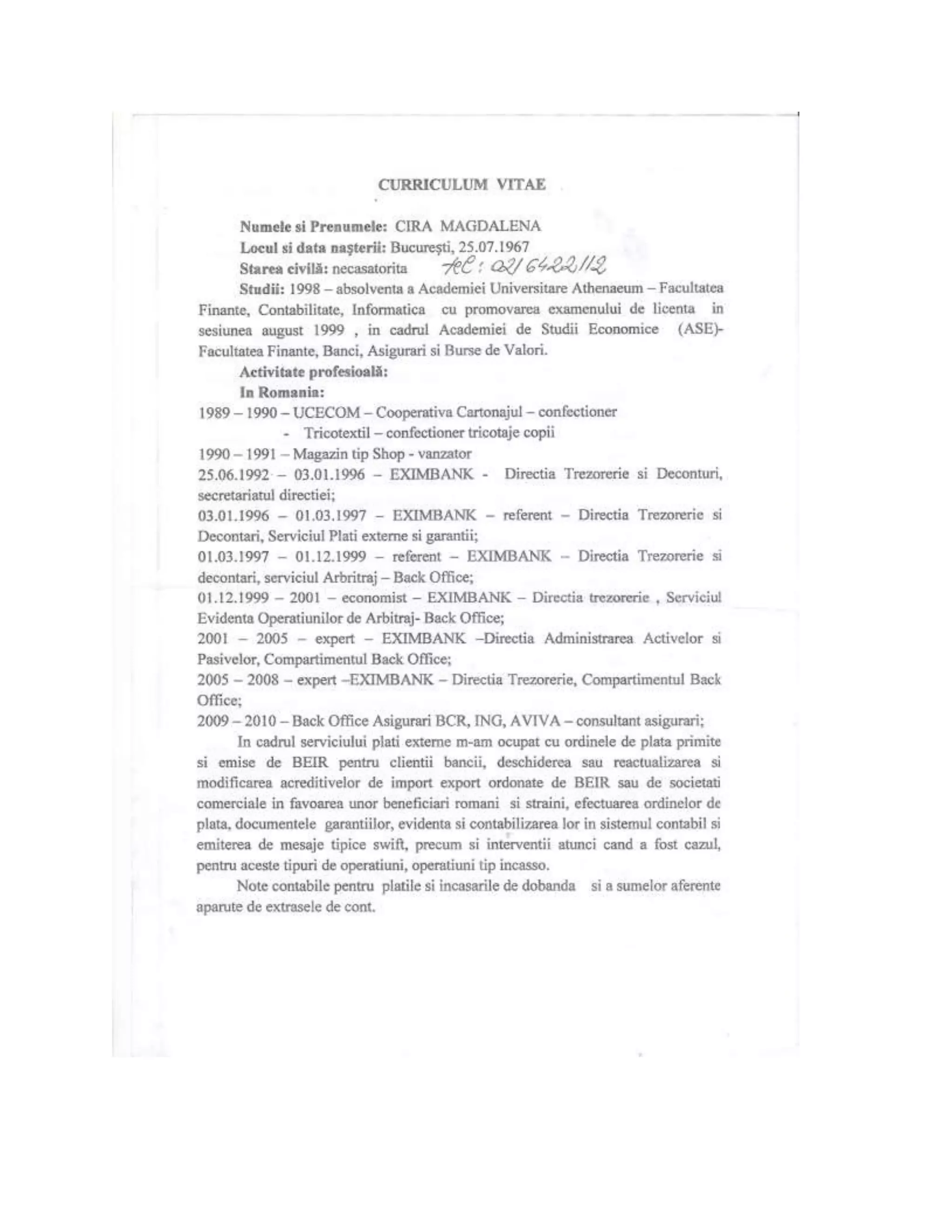Curriculum Vitae Magda | PDF