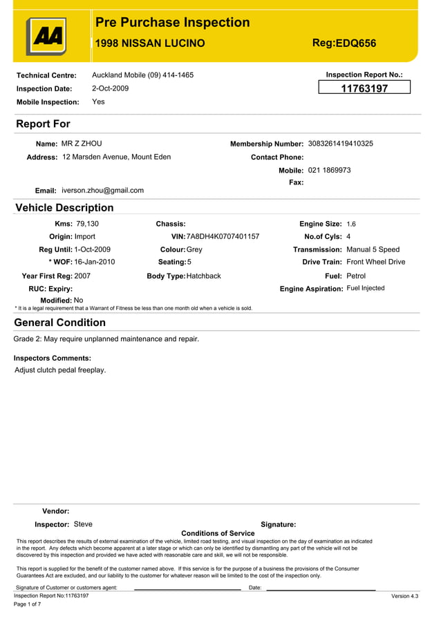 pre purchase inspection | PDF