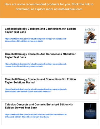 Campbell Biology Concepts and Connections 8th Edition Reece Test Bank | PDF