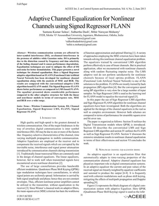 Adaptive Channel Equalization for Nonlinear Channels using Signed Regressor FLANN | PDF