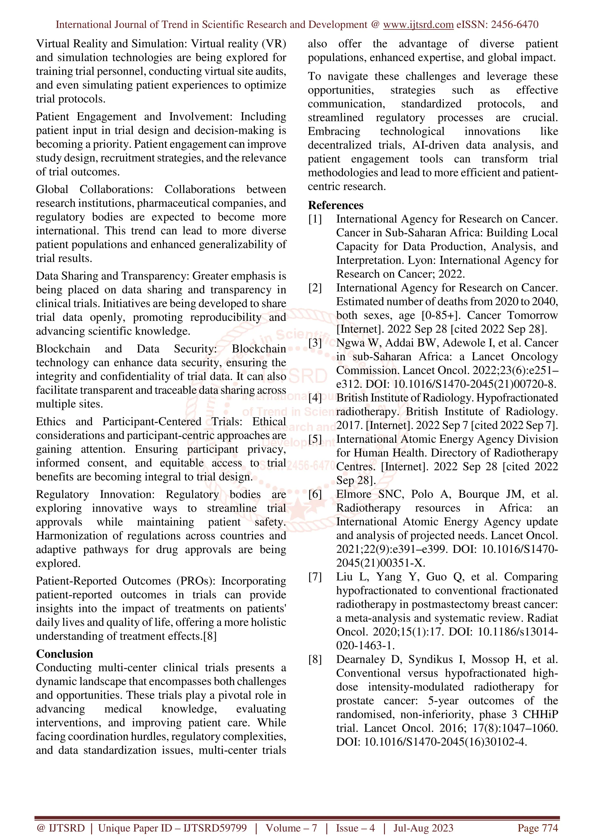 Challenges and Opportunities in Conducting Multi Centre Clinical Trials ...