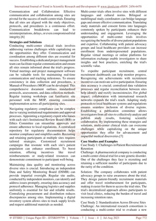 Challenges and Opportunities in Conducting Multi Centre Clinical Trials ...