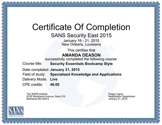 Certificate - GIAC Security Essentials (GSEC) | PPT