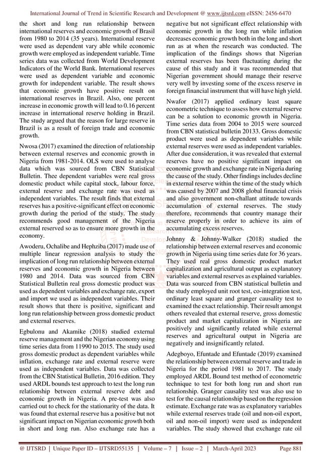 External Reserves and Economic Growth in Nigeria | PDF