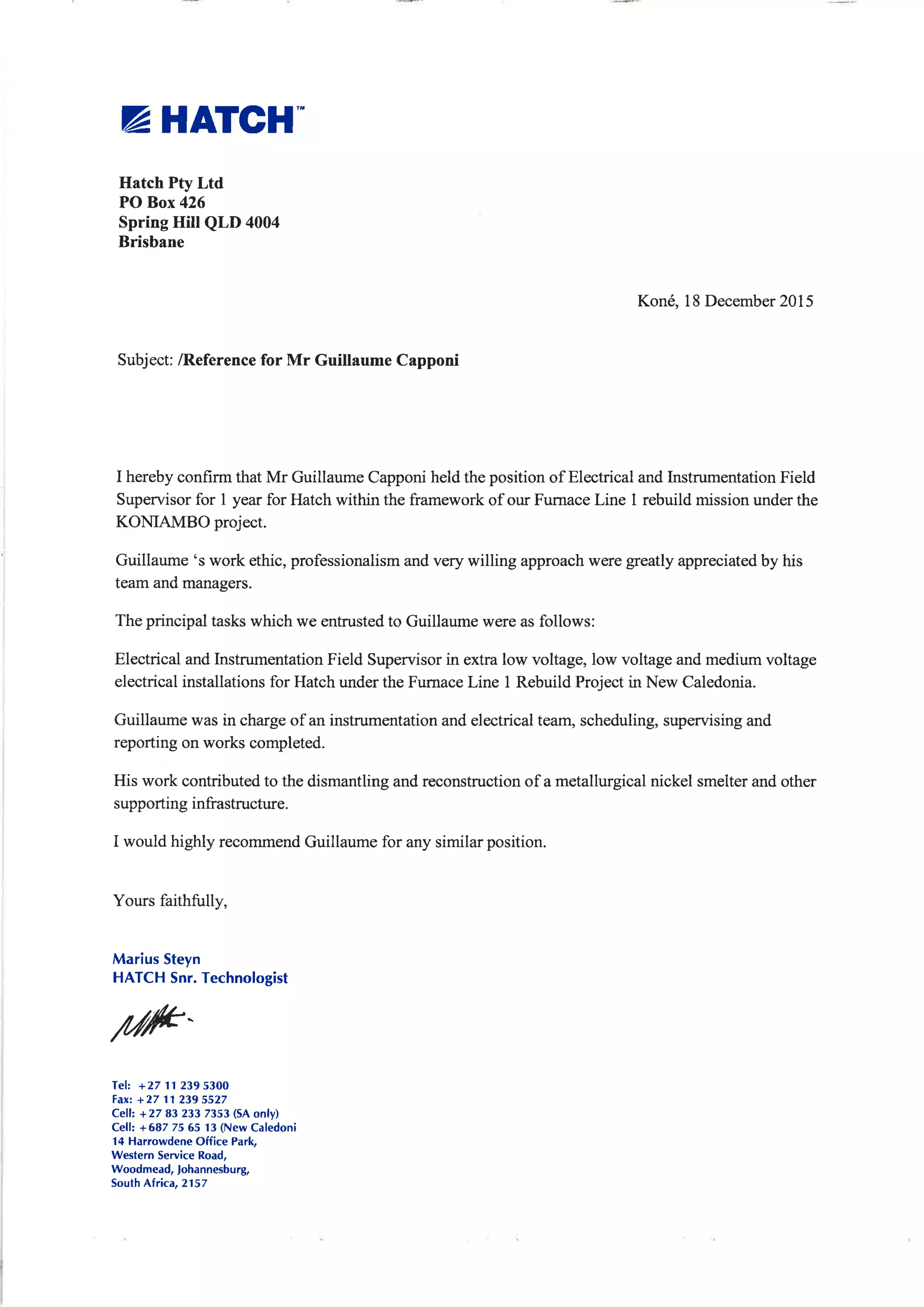 Hatch recomandation letter 1 | PDF