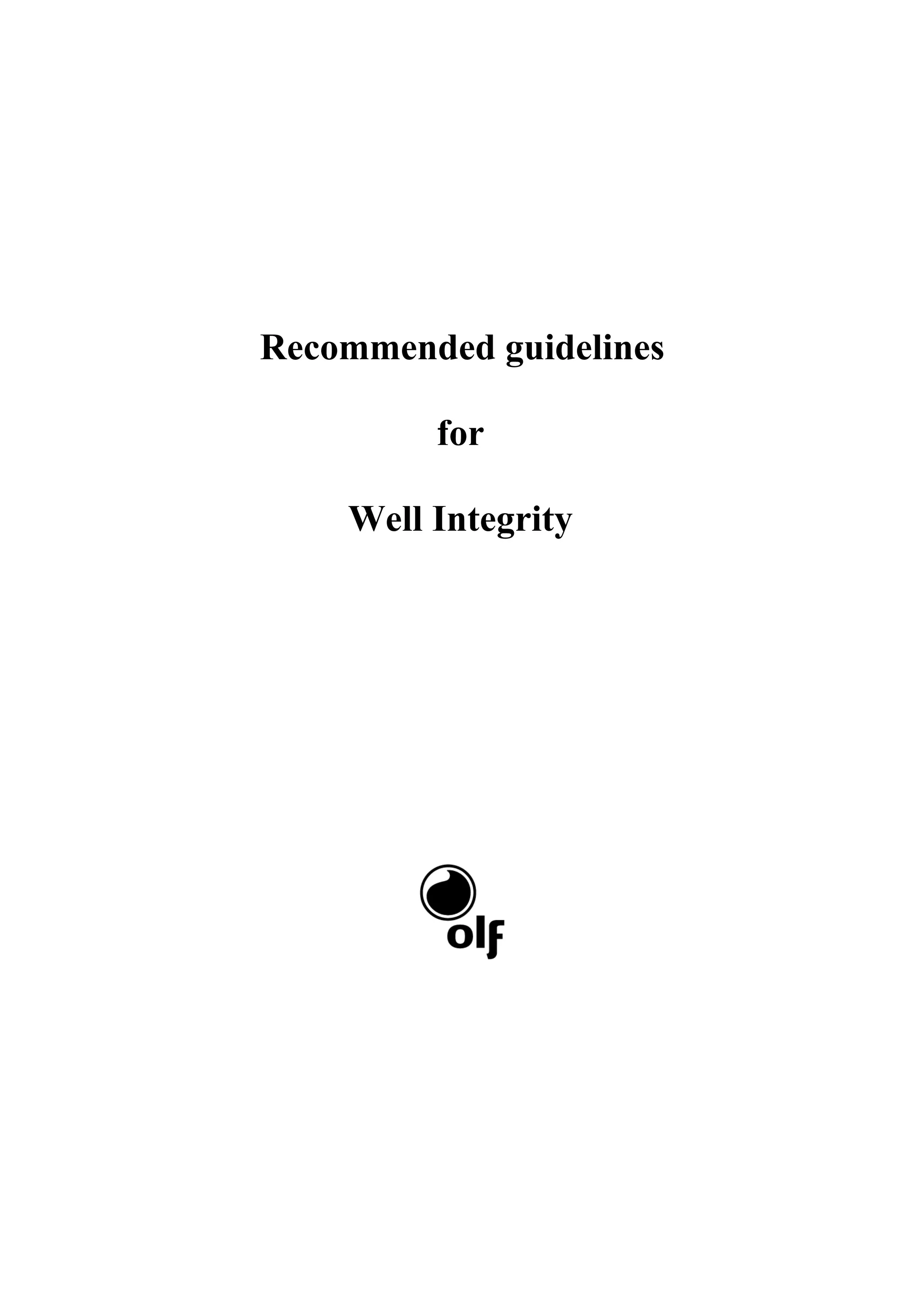 Recommended guidelines for well intergity | PDF