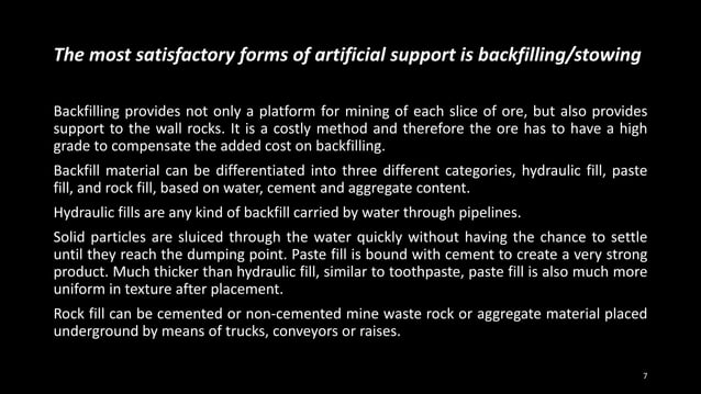 Support Systems In Cut And Fill Method Of Stoping | PPTX | Geology ...