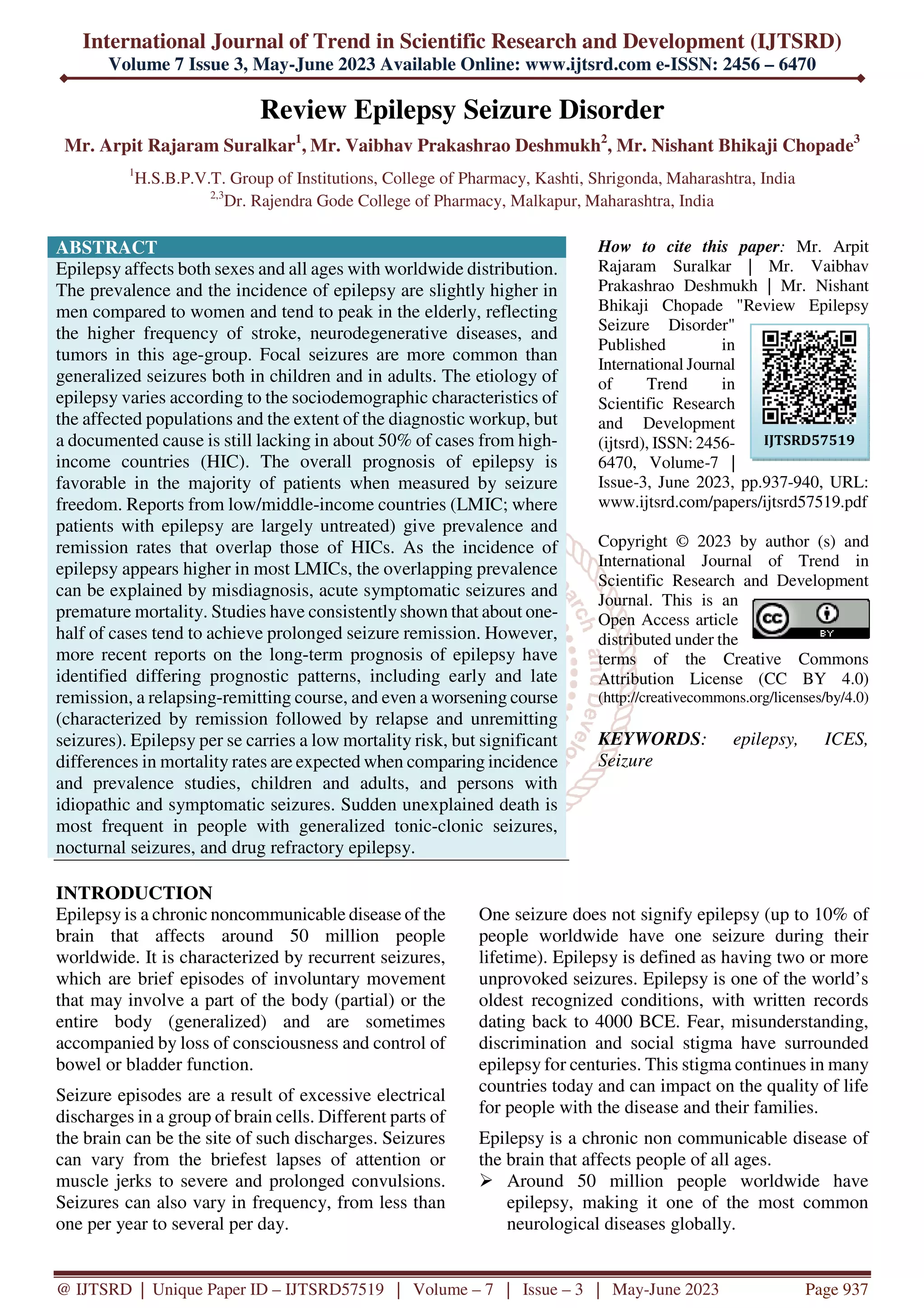 Review Epilepsy Seizure Disorder | PDF