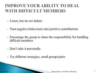 Meeting basics and effective meetings | PPTX