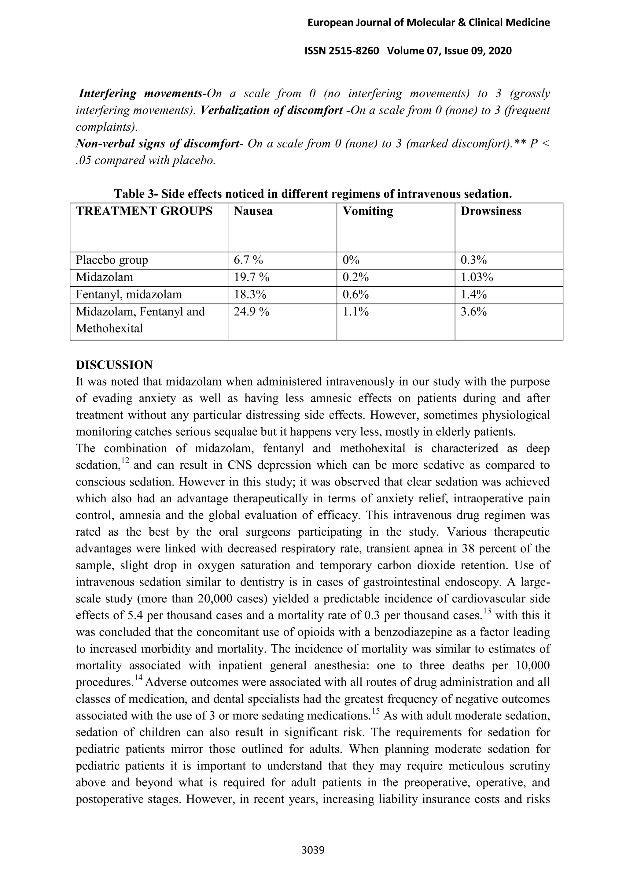 COMPARATIVE EVALUATION OF EFFICACY OF INTRAVENOUS SEDATION REGIMENS IN ...