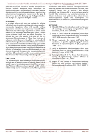 tolosa hunt syndrome a case report | PDF | Eye and Vision Conditions | Diseases and Conditions