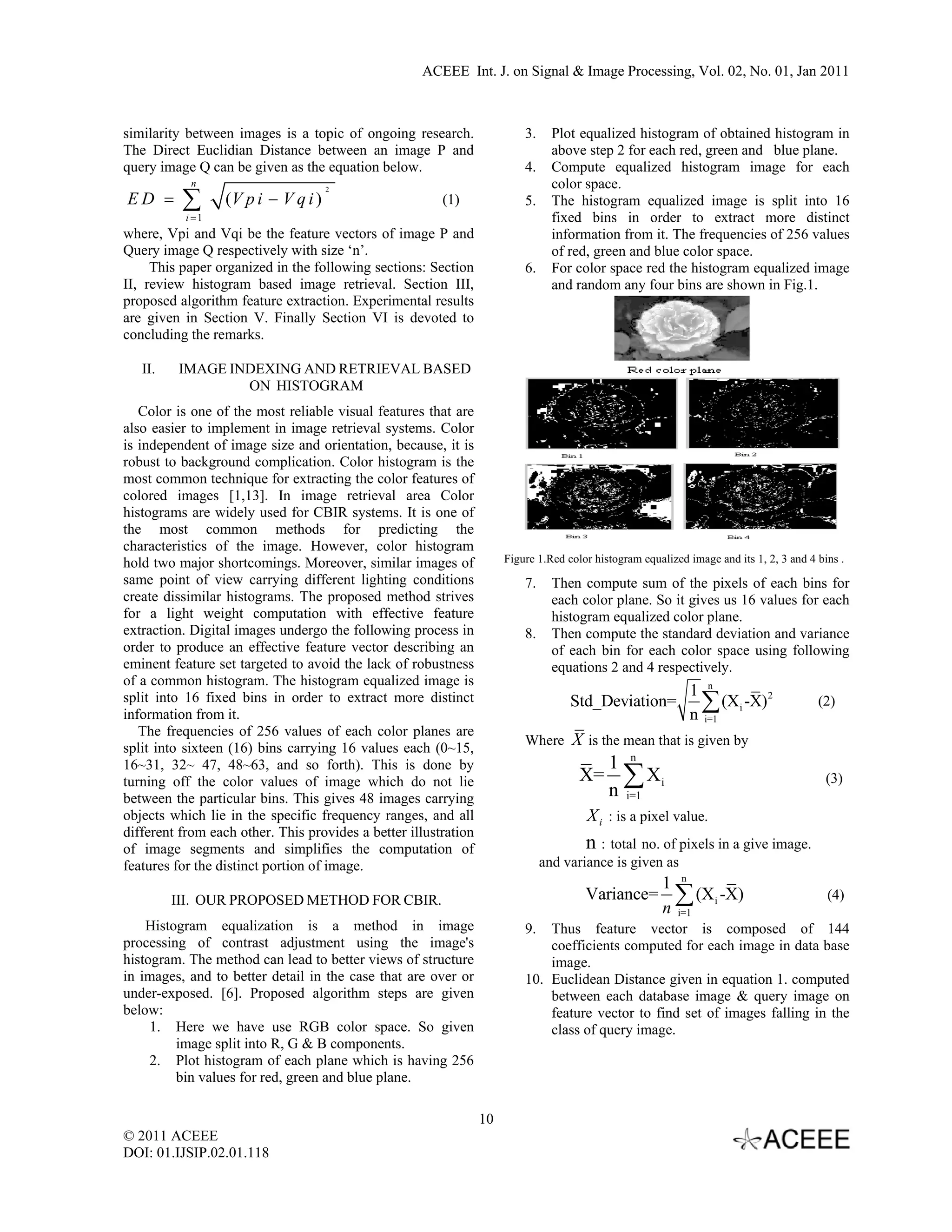 Image Retrieval using Equalized Histogram Image Bins Moments | PDF