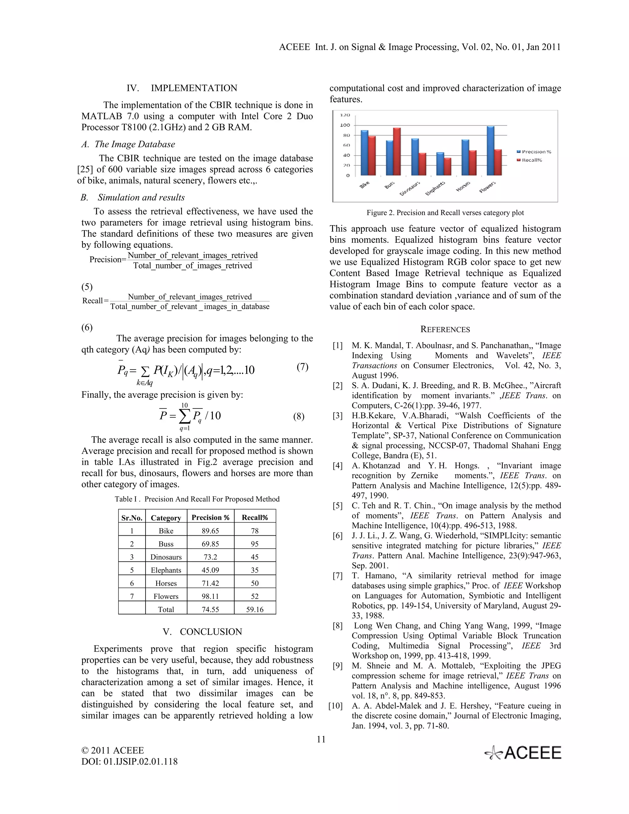 Image Retrieval using Equalized Histogram Image Bins Moments | PDF