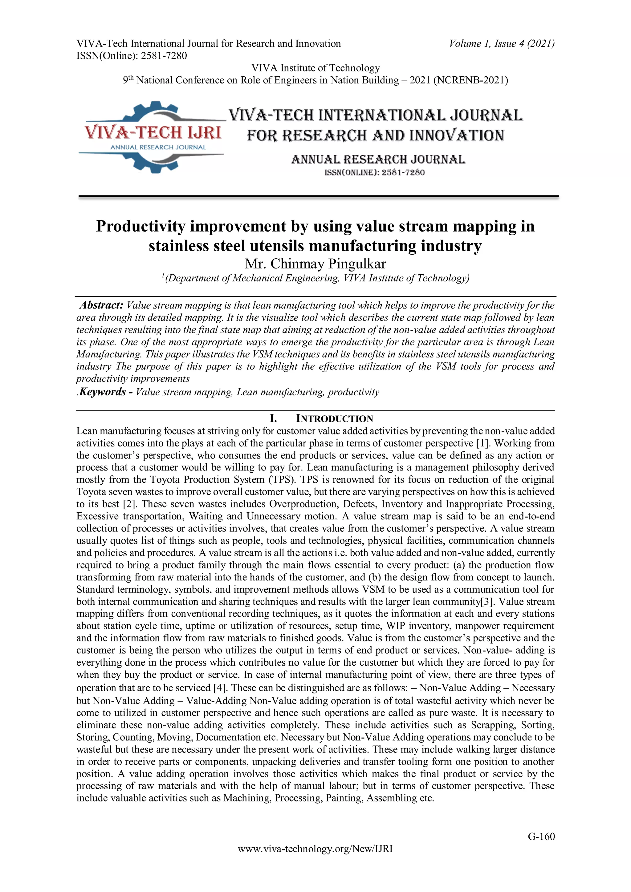 Productivity improvement by using value stream mapping in stainless ...