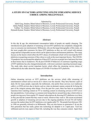 Factors affecting online streaming service Research | PDF