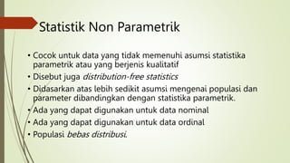 parametrik statistik dan non parametrik statistik | PPT