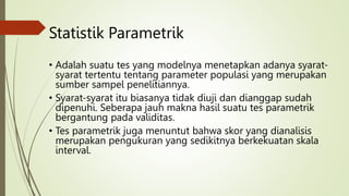 parametrik statistik dan non parametrik statistik | PPT