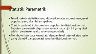 parametrik statistik dan non parametrik statistik | PPT