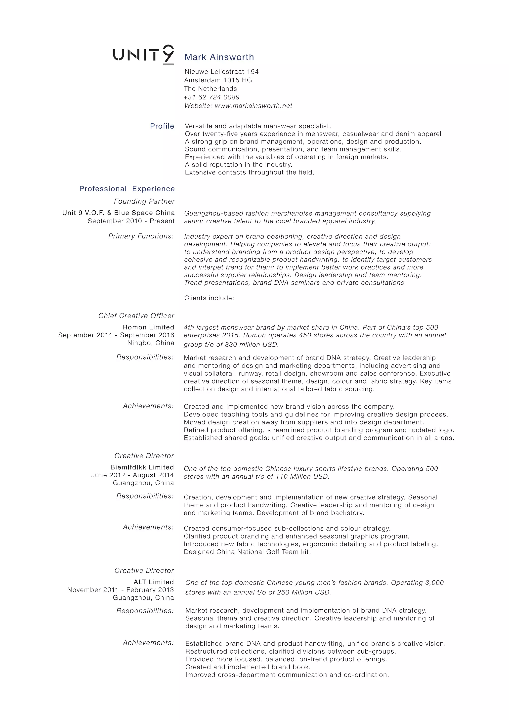 Mark_Ainsworth_CV_2017_MSTR_1.2 | PDF | Business | Business and Finance