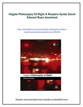 Hegels Philosophy Of Right A Readers Guide David Edward Rose | PDF