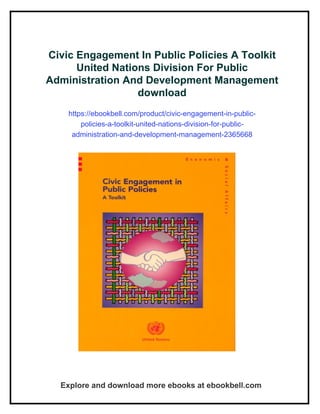 Civic Engagement In Public Policies A Toolkit United Nations Division ...