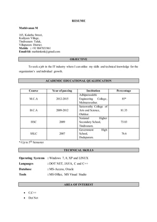 MathivananM-Resume | DOCX