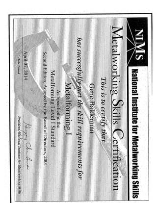 Machinist Certificates | PDF