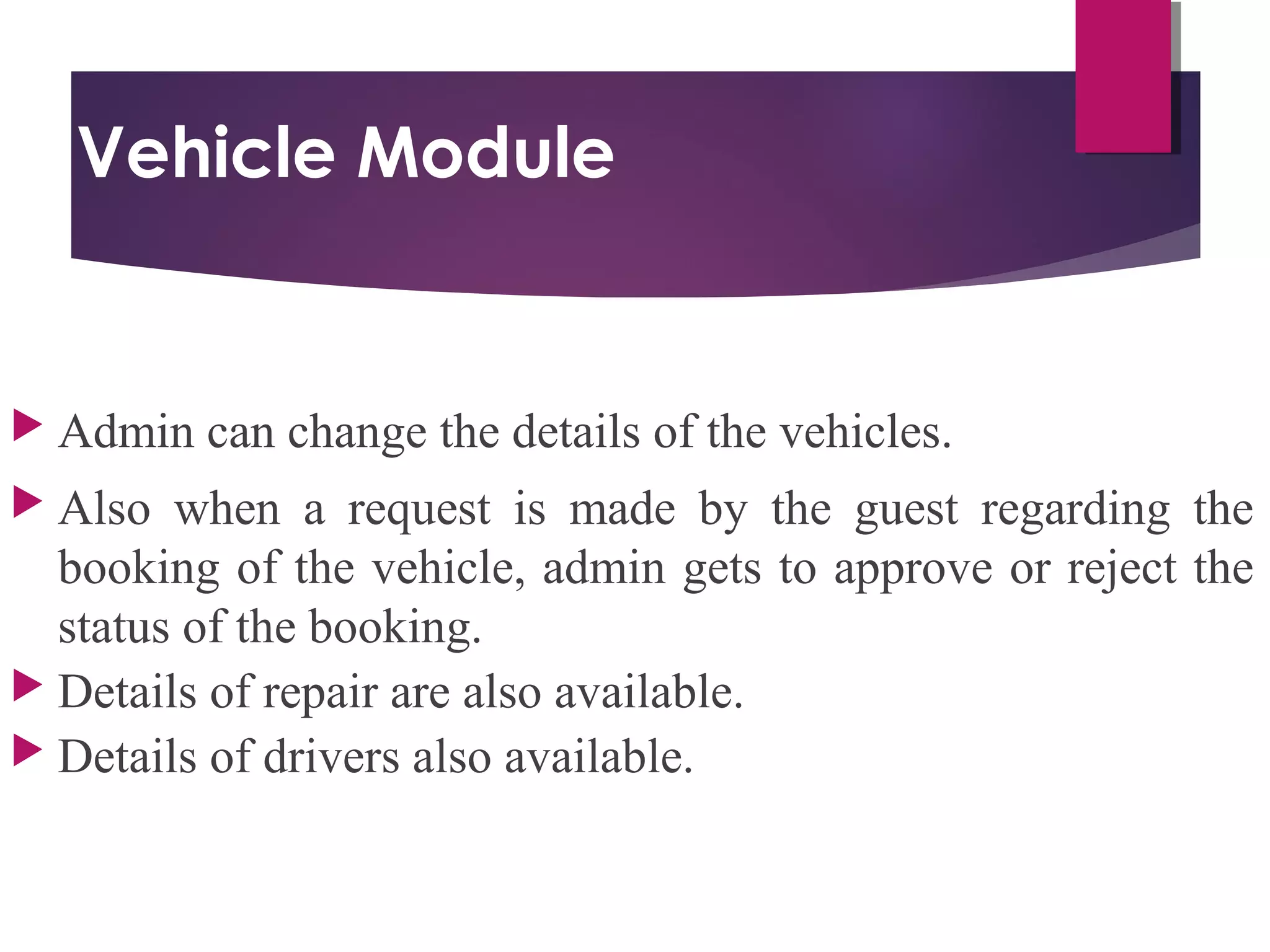 VEHICLE MANAGEMENT SYSTEM | PPT