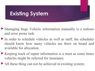 VEHICLE MANAGEMENT SYSTEM | PPT
