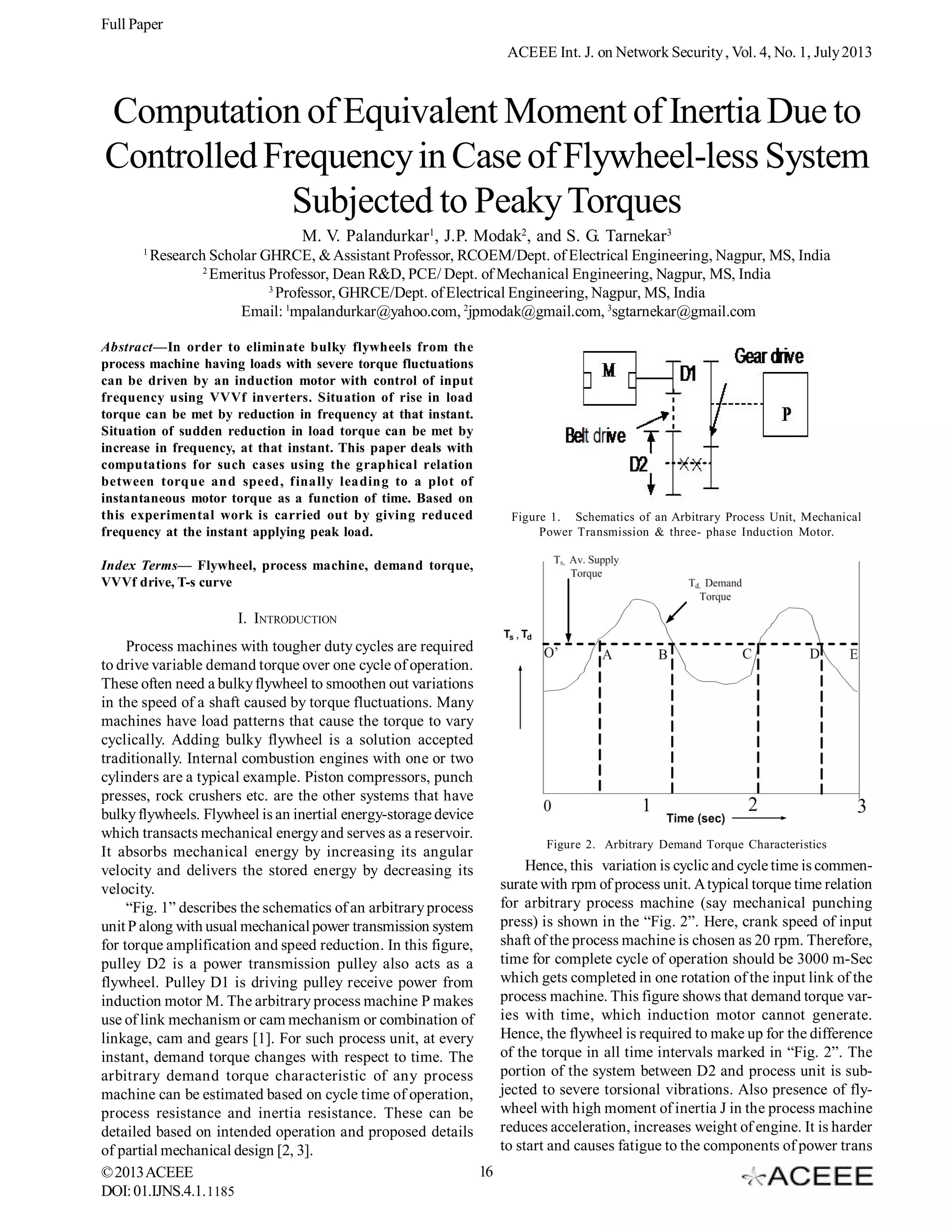 Computation of Equivalent Moment of Inertia Due to Controlled Frequency in Case of Flywheel-less ...