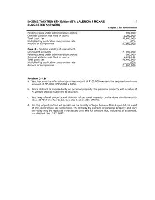 Income Taxation - Answer key (6th Edition by Valencia)- Chapter 2 | PDF