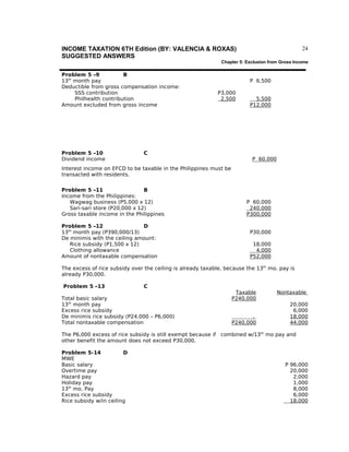 Income Taxation - Answer key (6th Edition by Valencia)- Chapter 5 | PDF