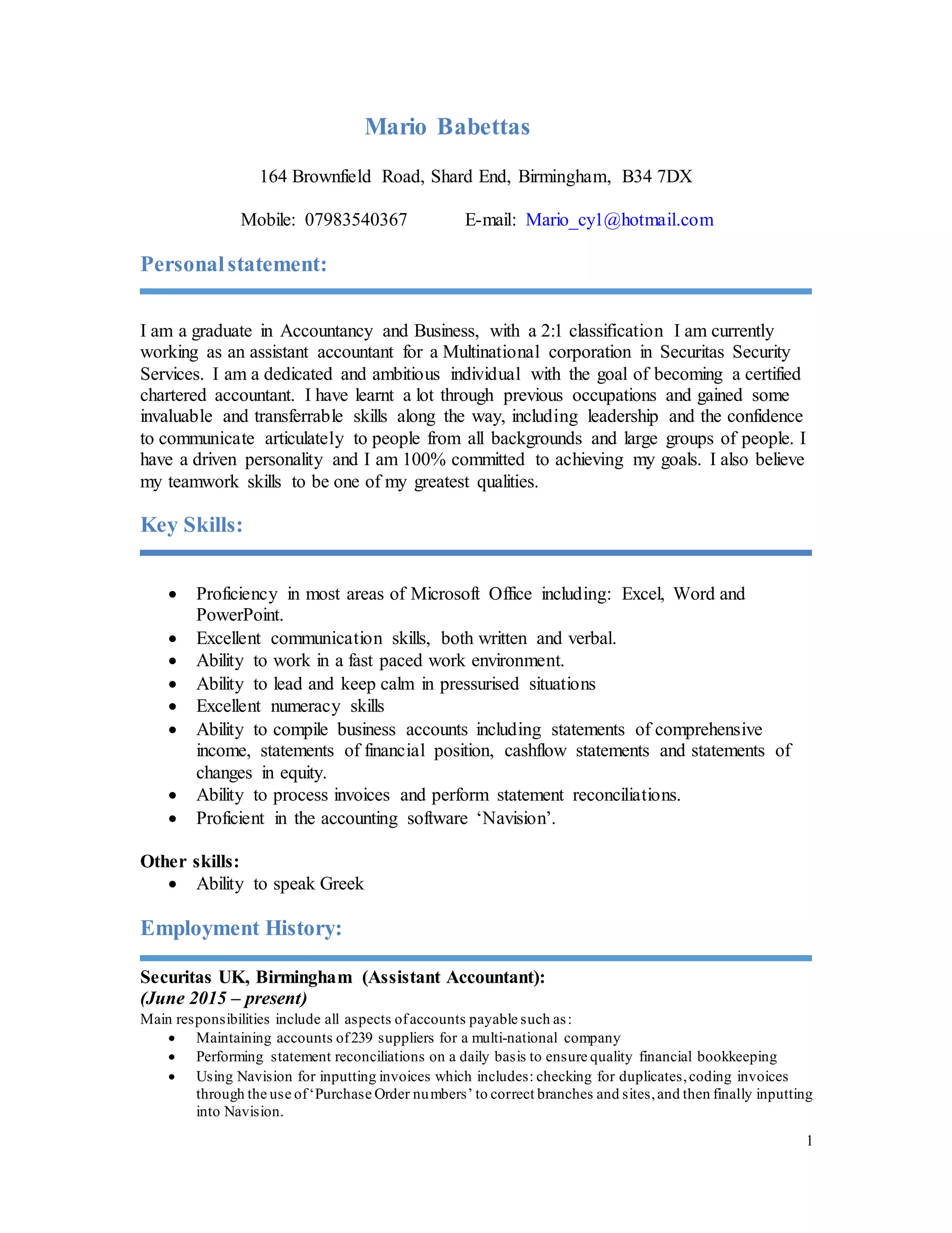 Mario's CV | DOCX