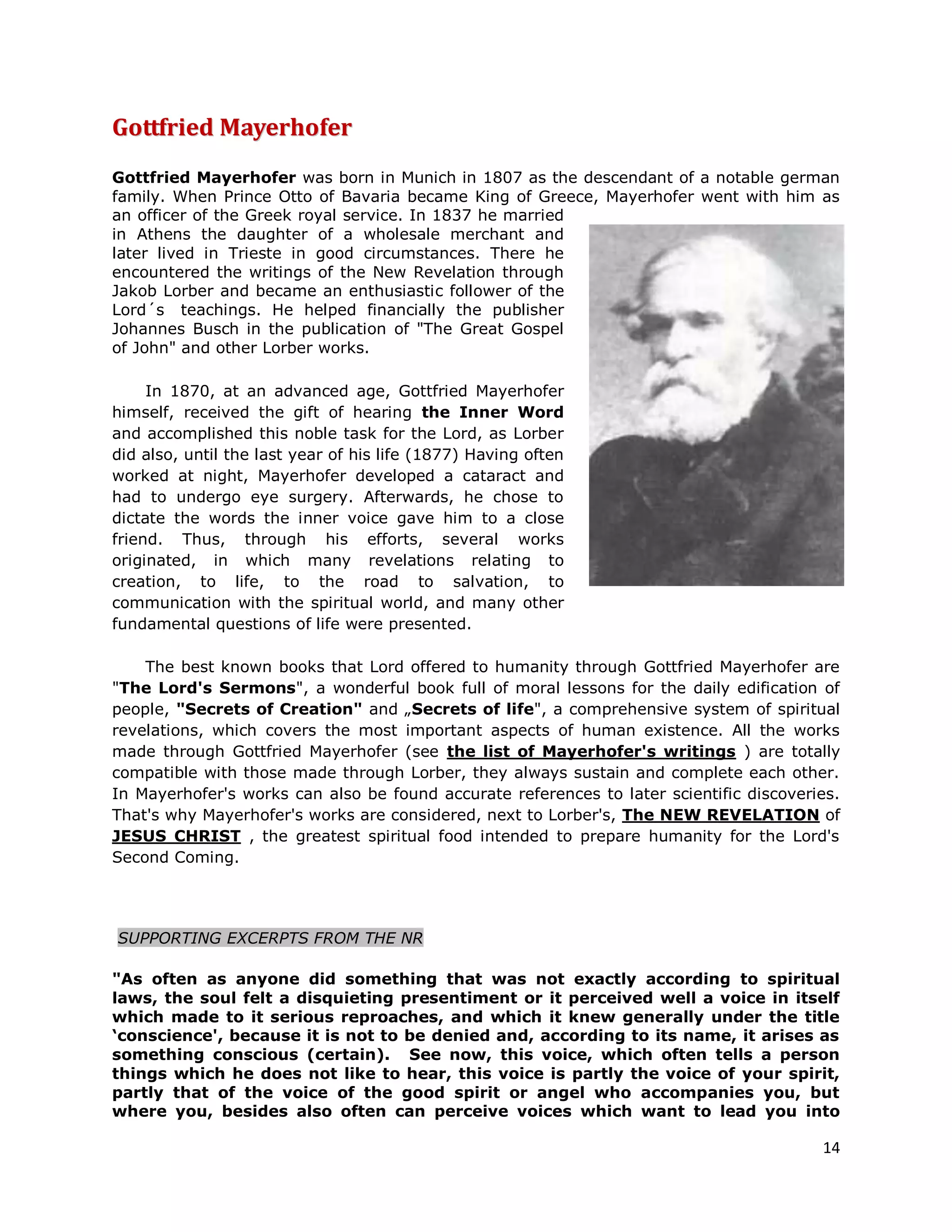 THE NEW REVELATION OF JESUS CHRIST through Jakob Lorber & Gottfried Mayerhofer | PDF