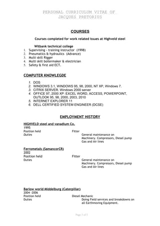 Jacques Pretorius CV | DOC