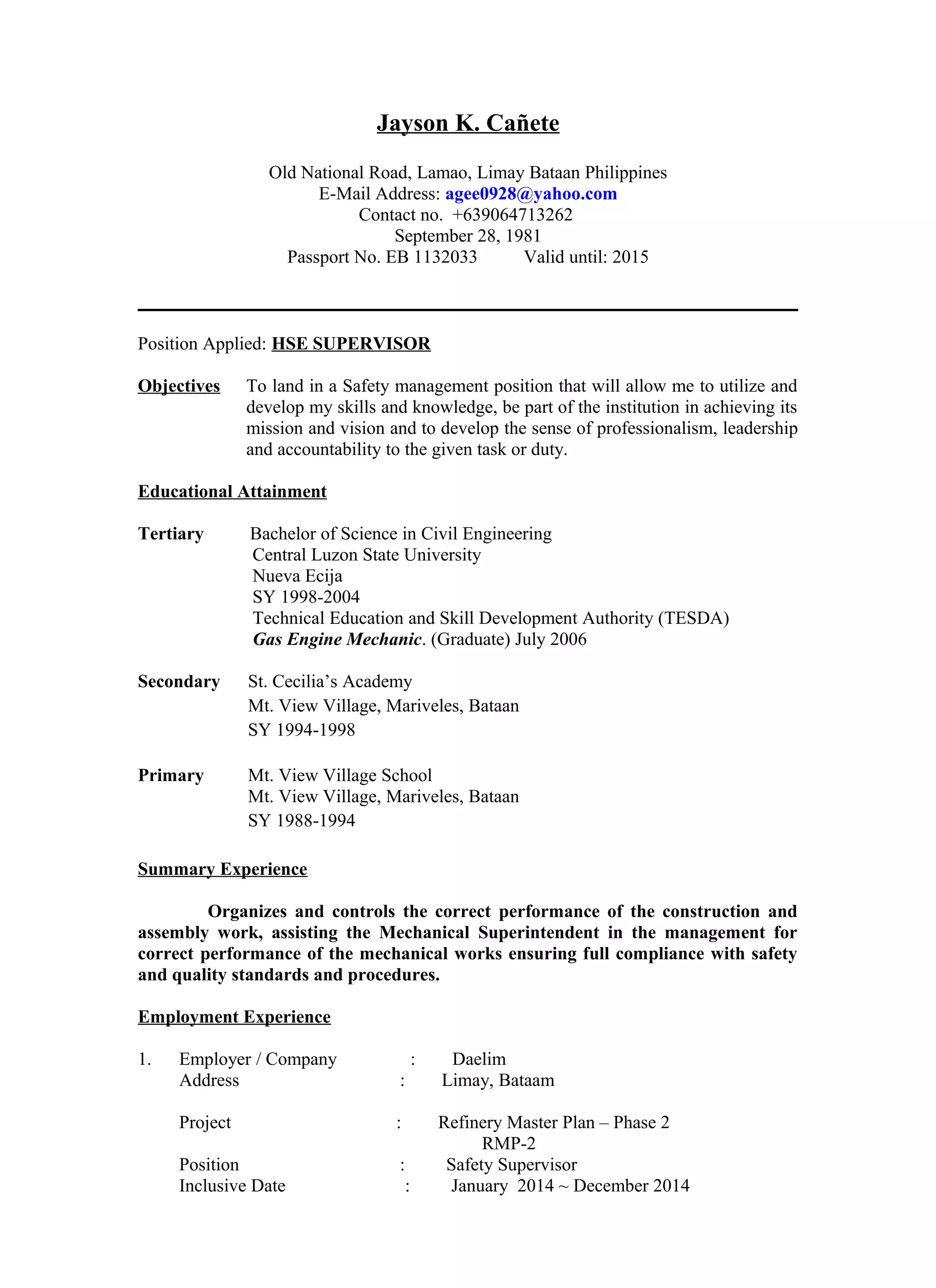 RESUME OF JAYSON CANETE 01 (1) | DOC
