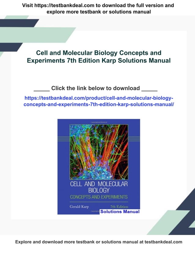 Cell and Molecular Biology Concepts and Experiments 7th Edition Karp Solutions Manual | PDF