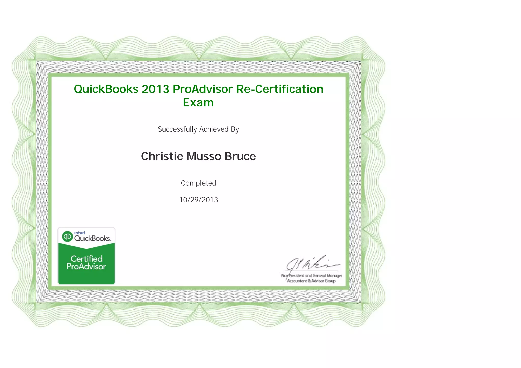 QB 2013 Certificate | PPT