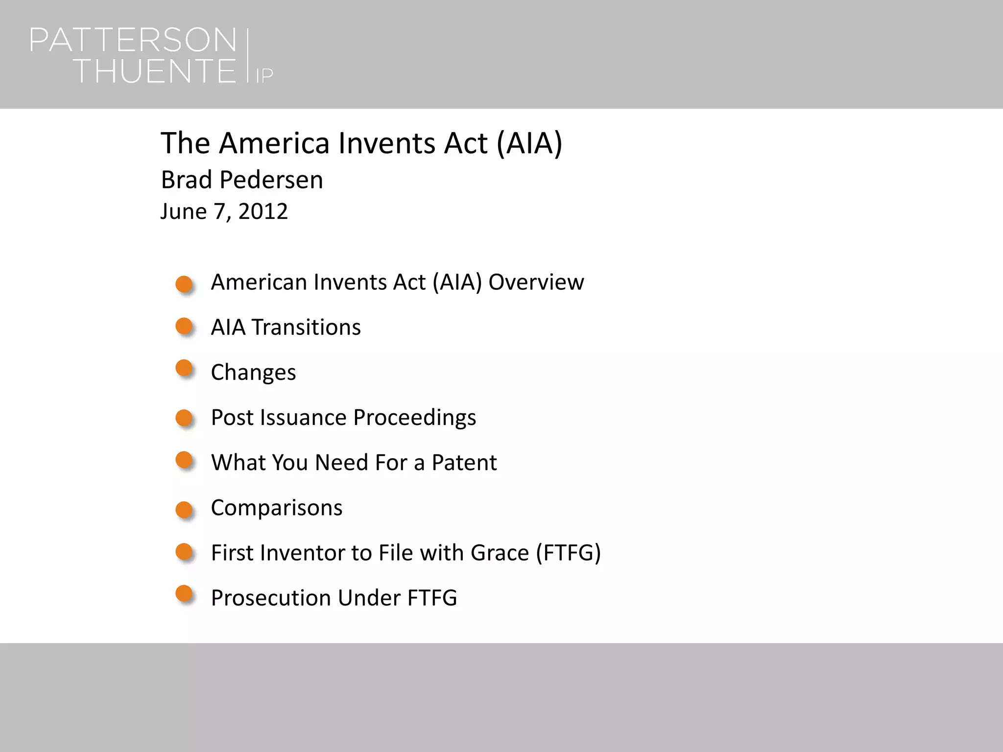 The America Invents Act (AIA) | PPT